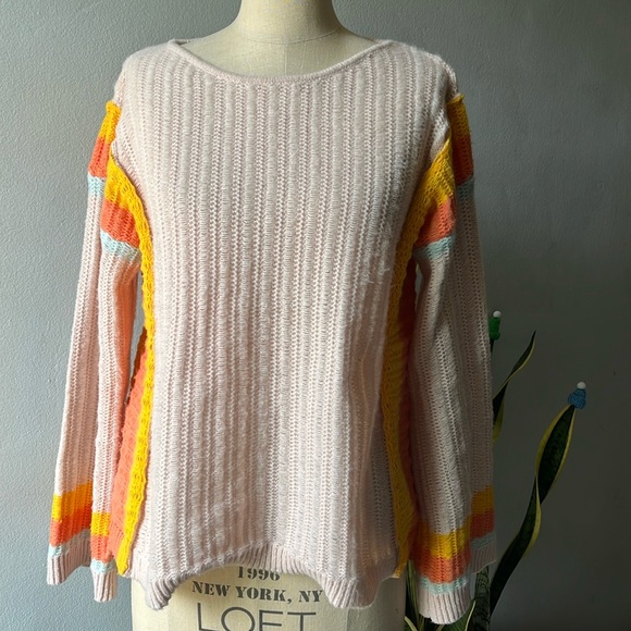 Sweaters | Beachy Striped Bell Sleeved Sweatersz L | Poshmark
